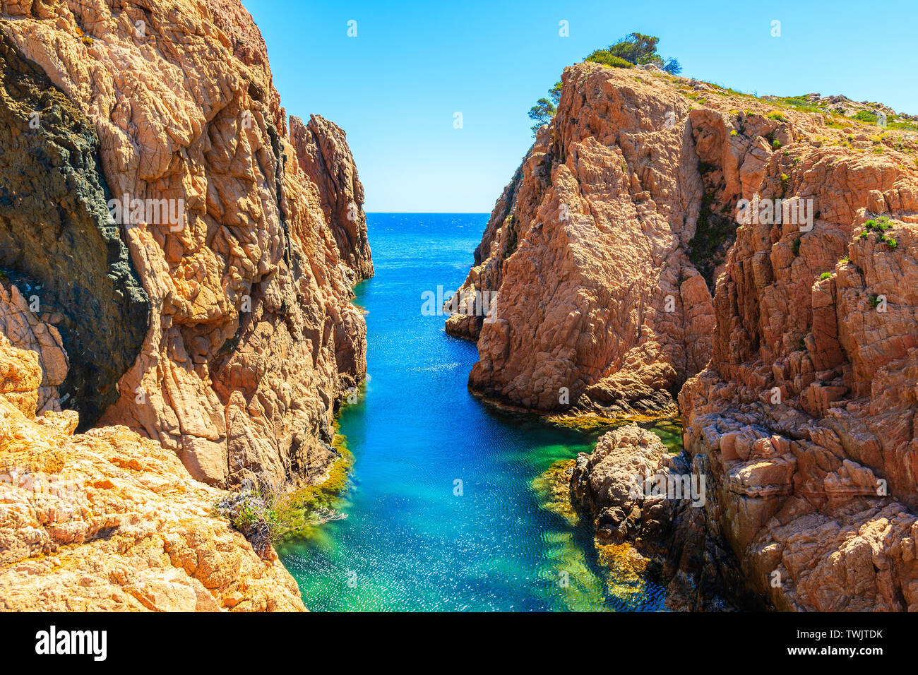 Beautiful rocks and sea cove at Cala Aigua, Costa Brava, Spain Stock ...