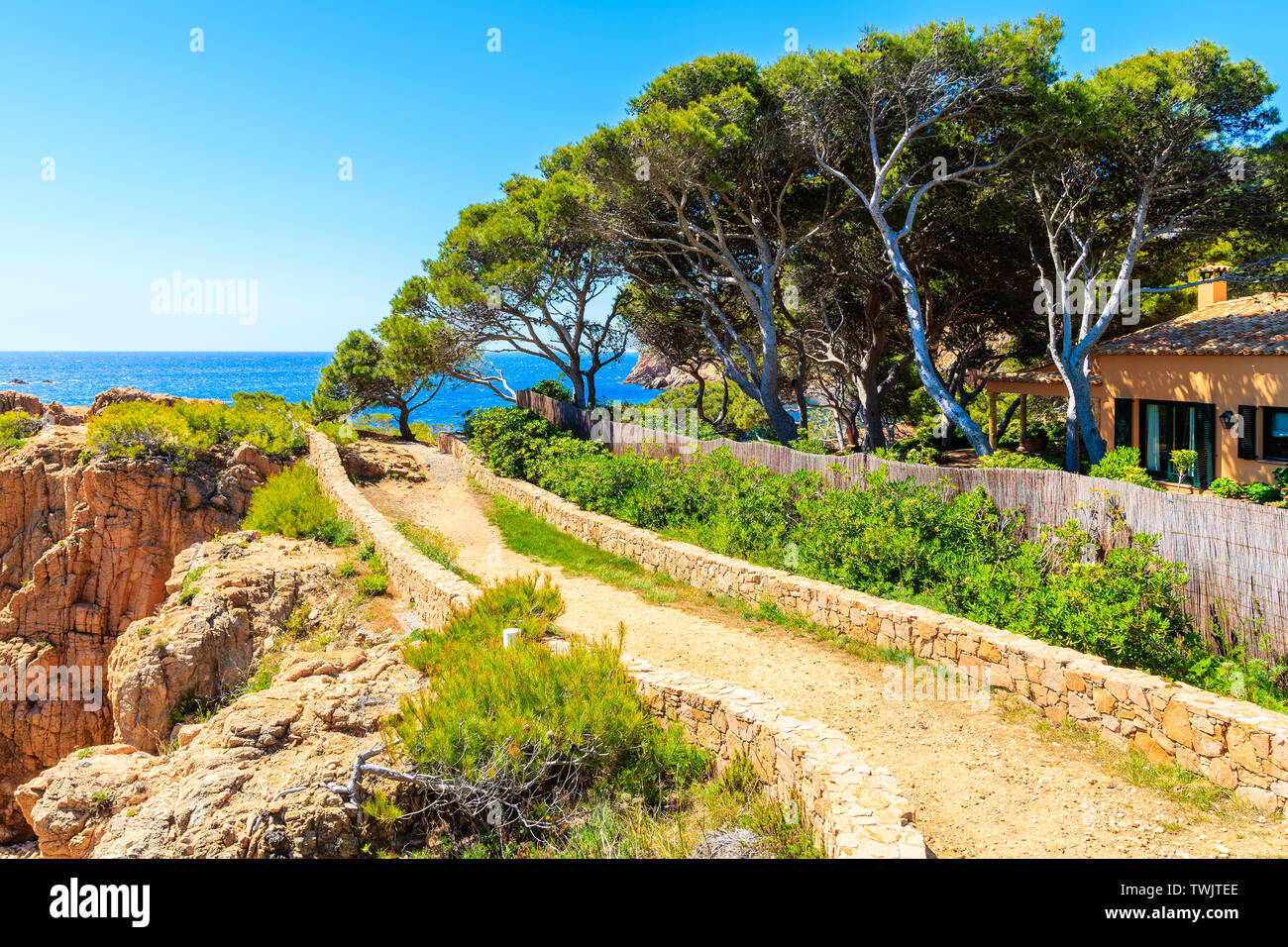 Trekking path along seacoast from Cala Aigua to Cala Marquesa, Costa ...