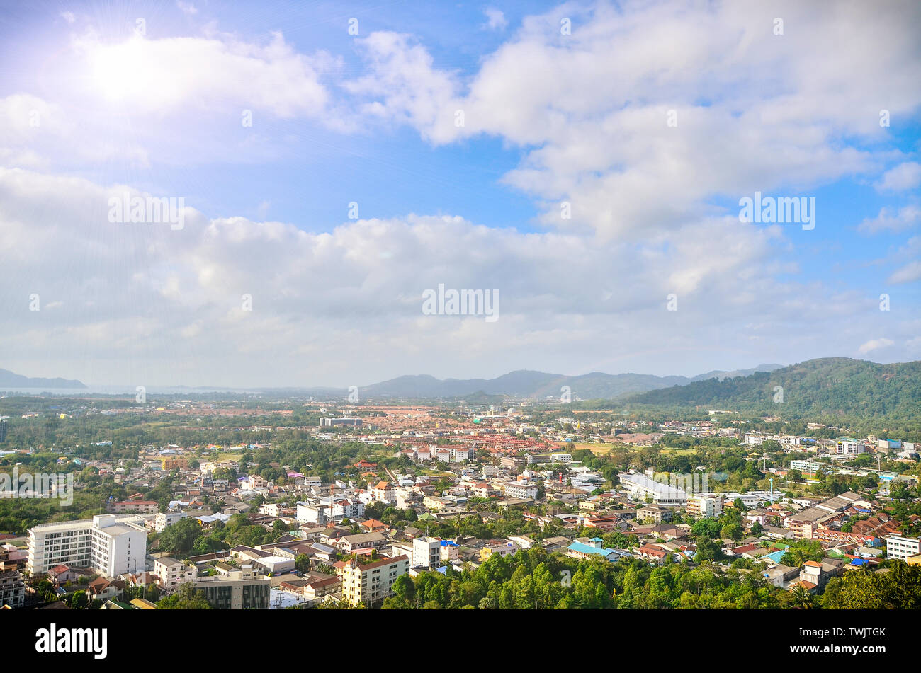 Hight view landscape town in thailand Stock Photo - Alamy