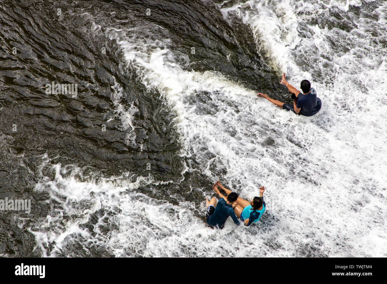 People enjoying a dip in a wawa dam at Rizal Province, Philippines ...