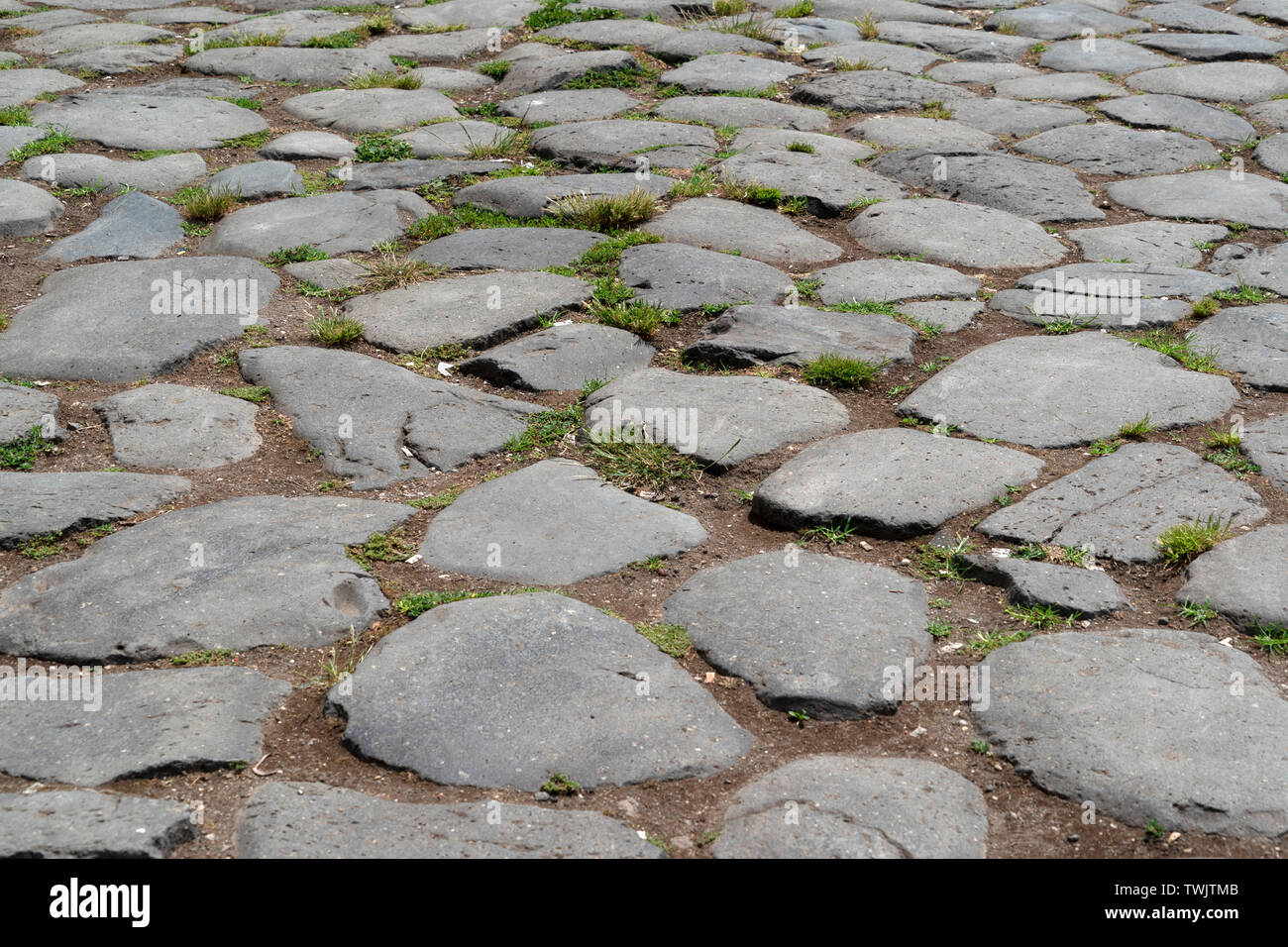 old stone roman road in rome detail Stock Photo - Alamy
