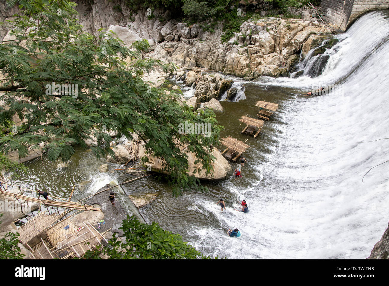 People enjoying a dip in a wawa dam at Rizal Province, Philippines ...