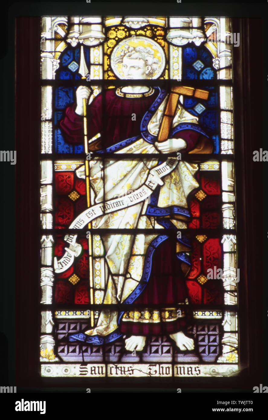 Stained glass window, St Thomas, St Edmundsbury Cathedral Stock Photo ...