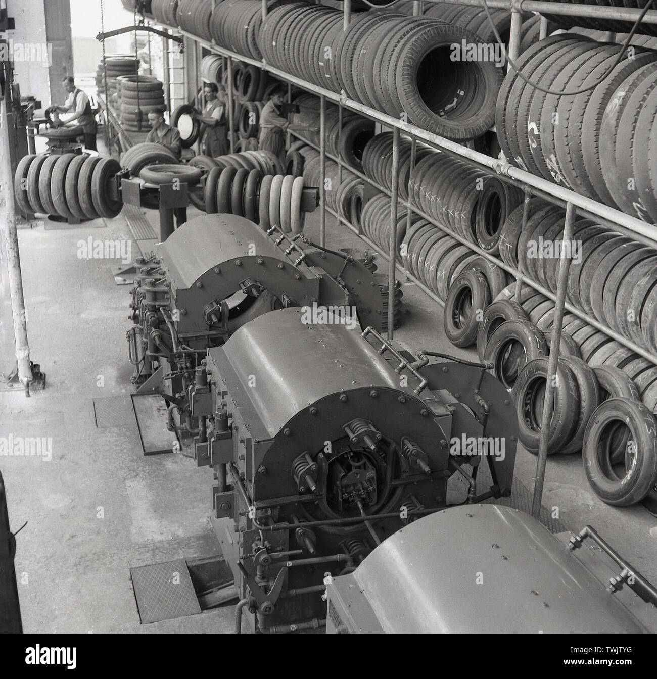 1950s, historical picture from this era showing the inside a vehicle ...