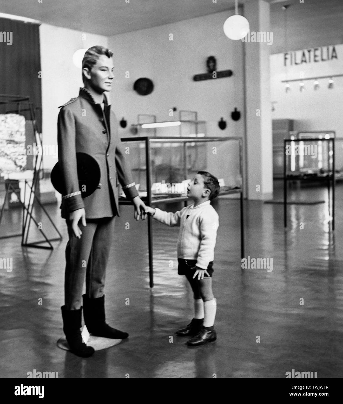italy, rome, post office and telecommunications museum, mannequin with ...