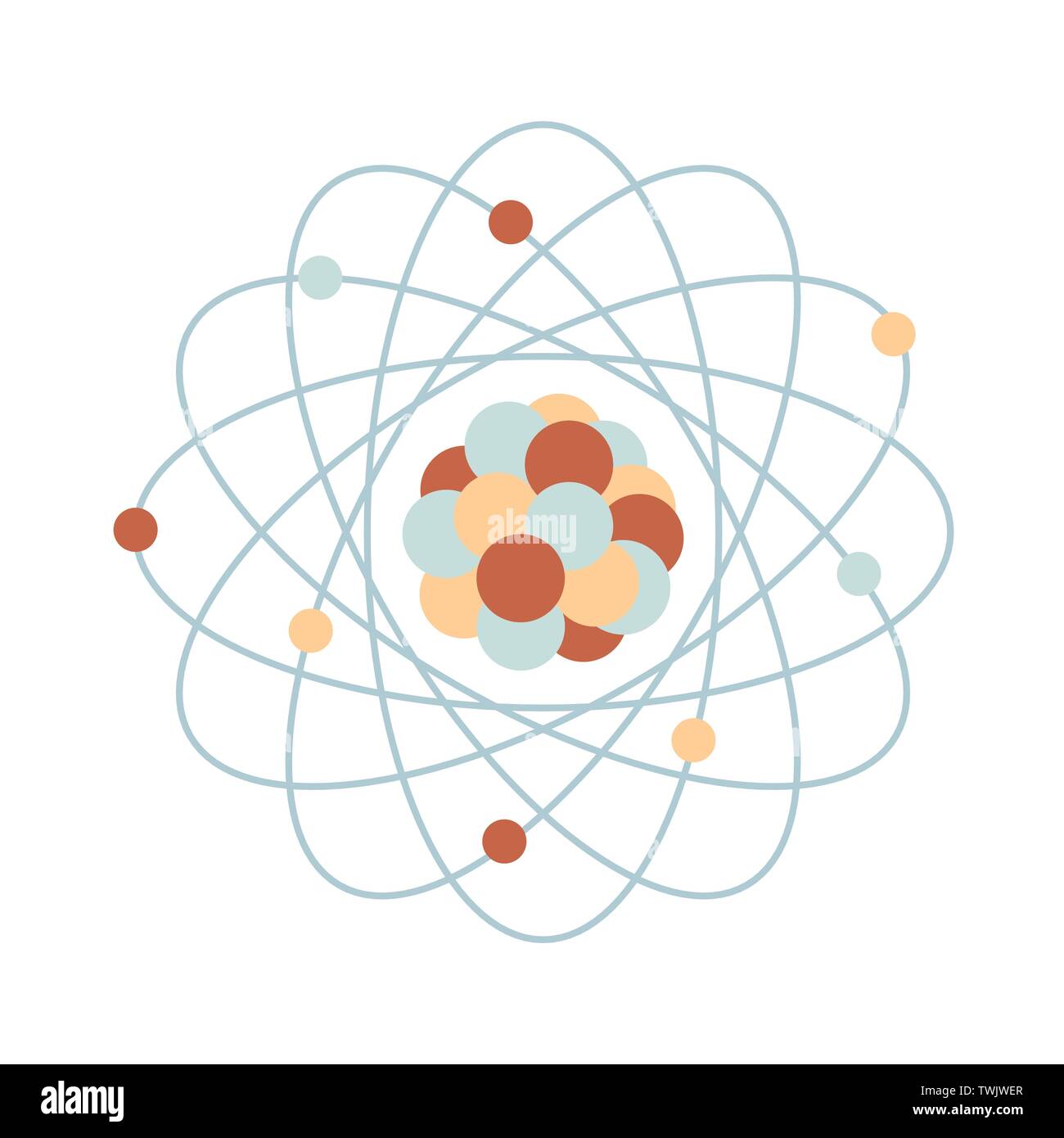 Vector illustration with atomic structure. Print with symbol of nuclear ...
