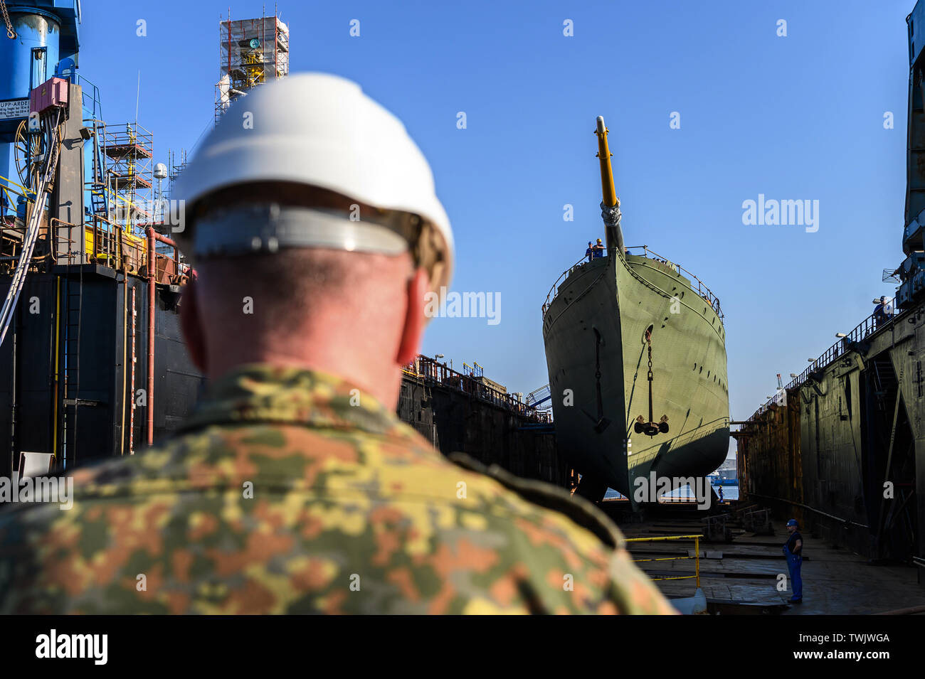 21 June 2019, Germany (German), Bremerhaven: The naval training sailing ...