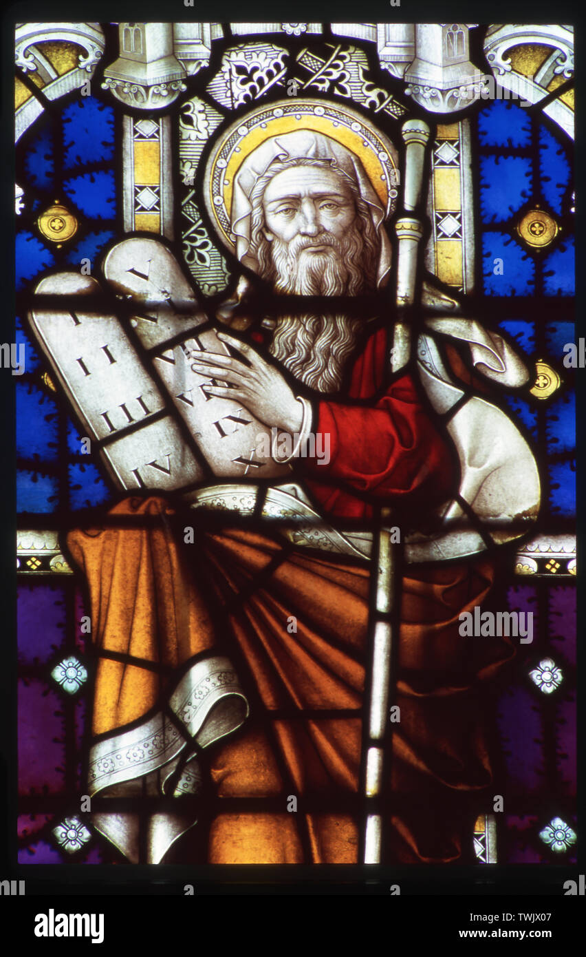 Stained glass window, Moses, St Edmundsbury Cathedral Stock Photo - Alamy