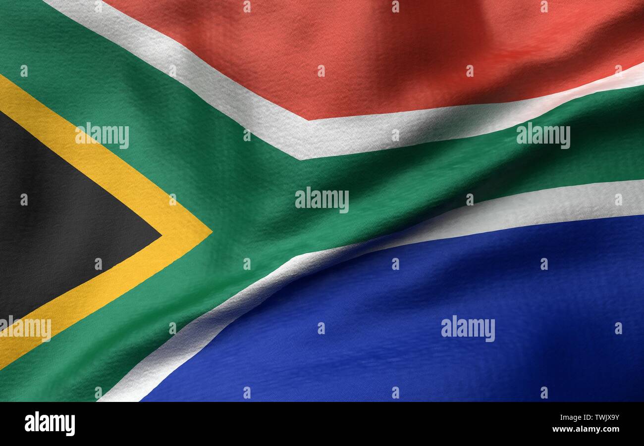 3d South Africa Flag Premium PSD | South Africa 3D Flag With Realistic