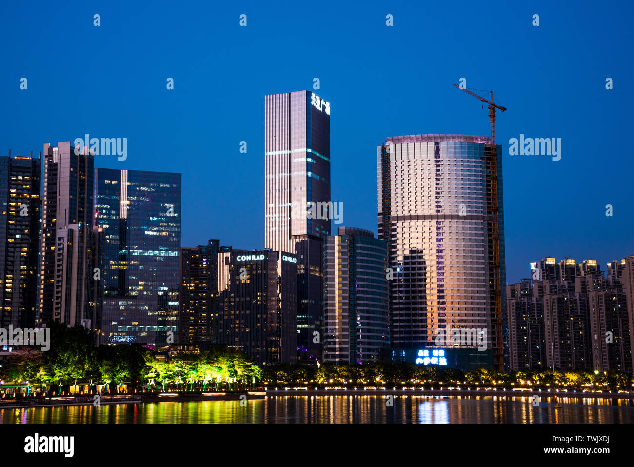 CBD Night View of Pearl River New City, Guangzhou City, Guangdong ...