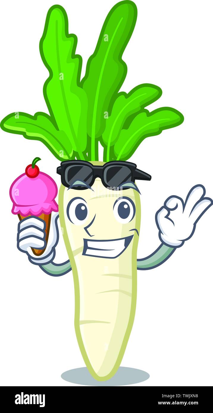 With ice cream white radish isolated with the mascot Stock Vector Image ...