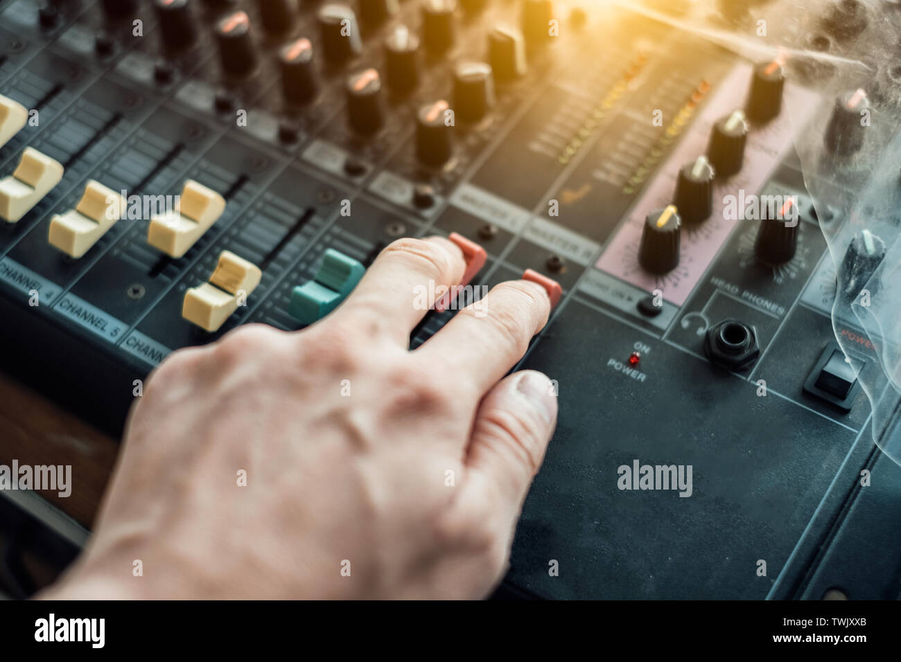 Sound control board operator hi-res stock photography and images - Alamy