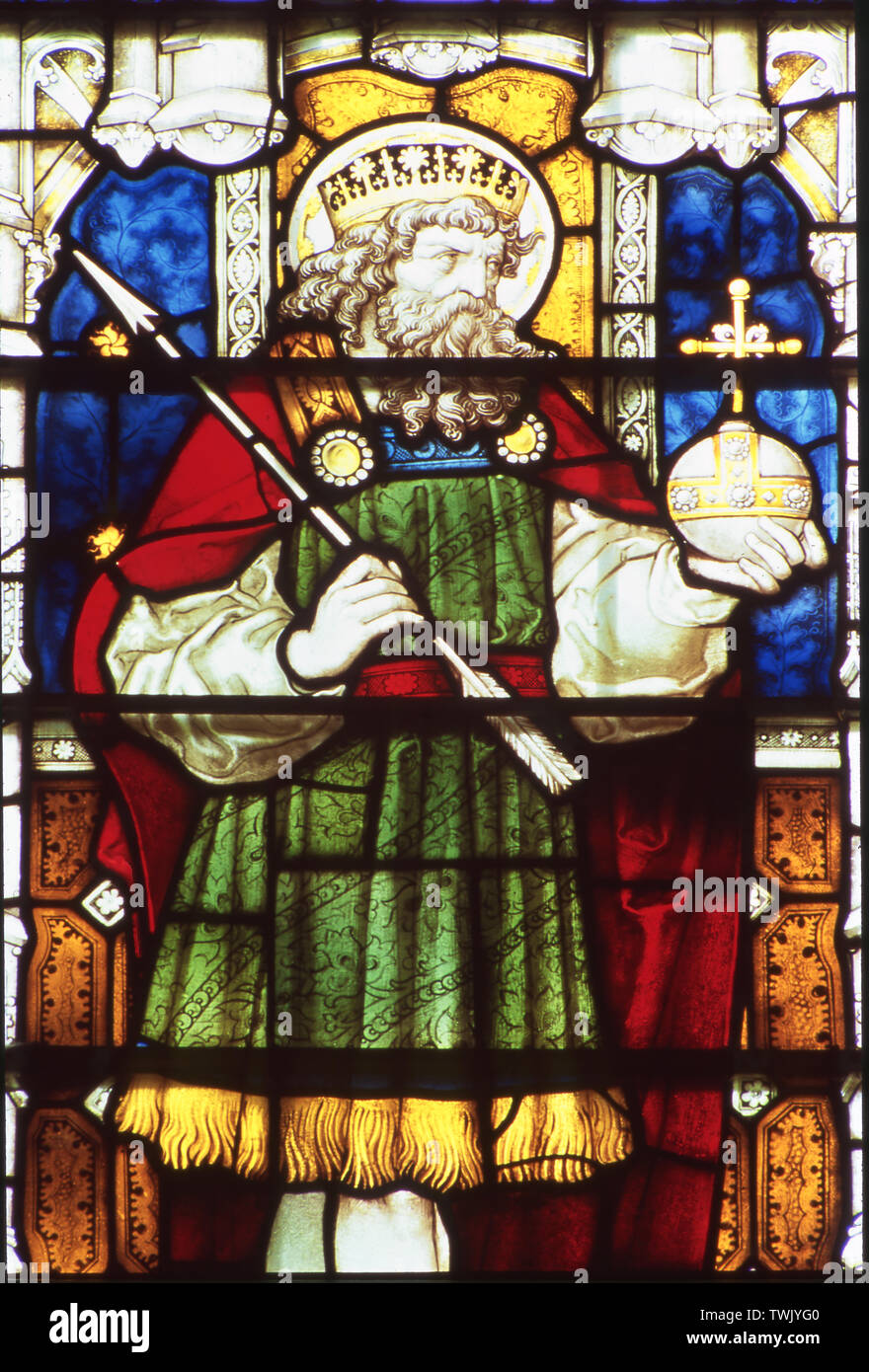 Stained glass window, St Edmund, King and Martyr, St Edmundsbury ...