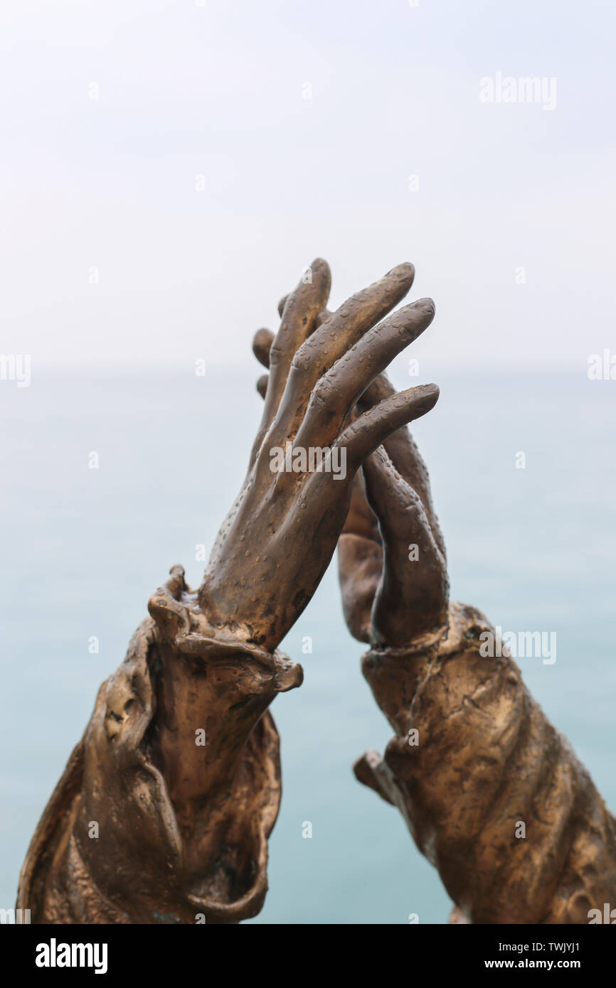 The touching hands of Romeo & Juliet; detail from a statue by Verona ...