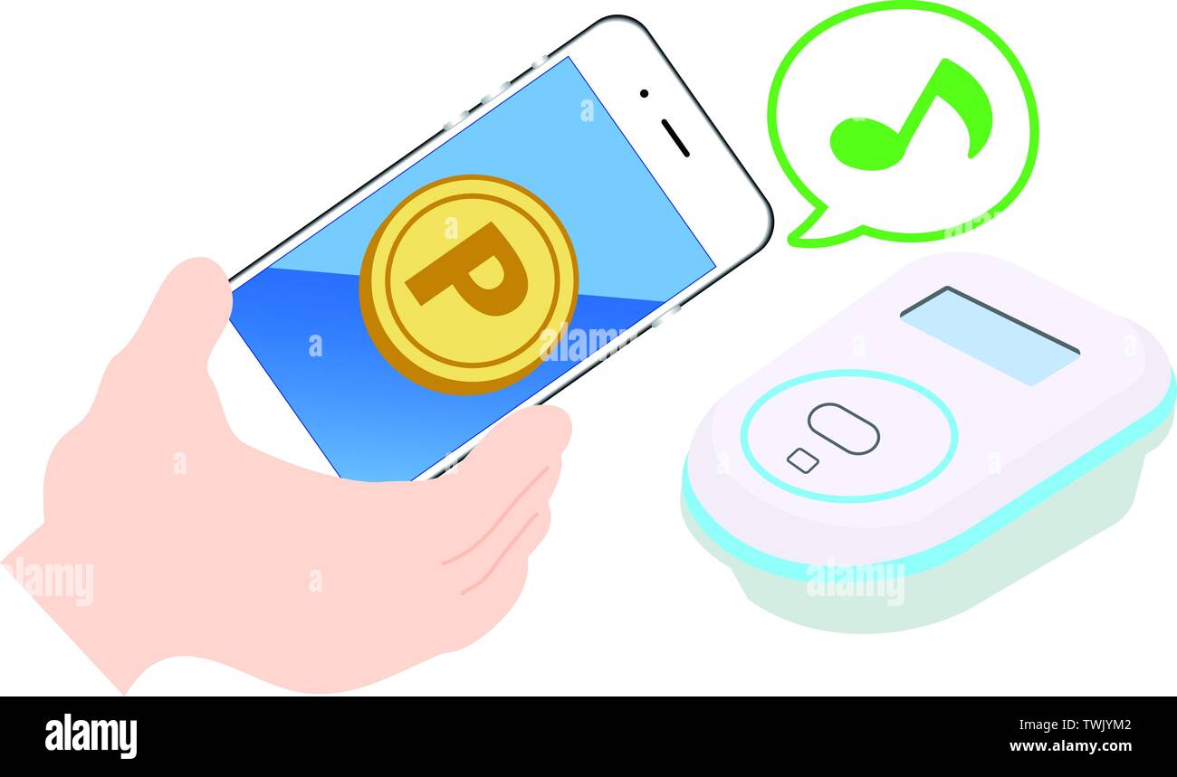 This is an illustration of the electronic money payment by Smartphone ...