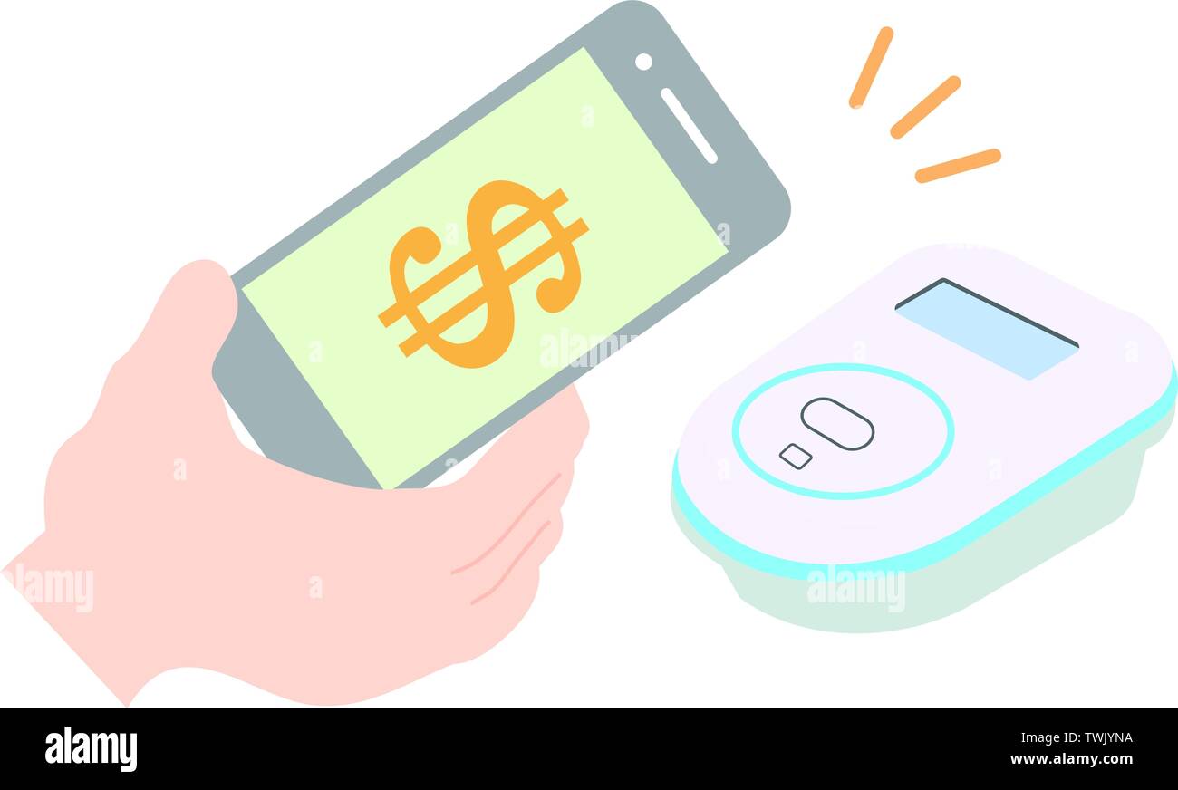 This is an illustration of the electronic money payment by Smartphone ...