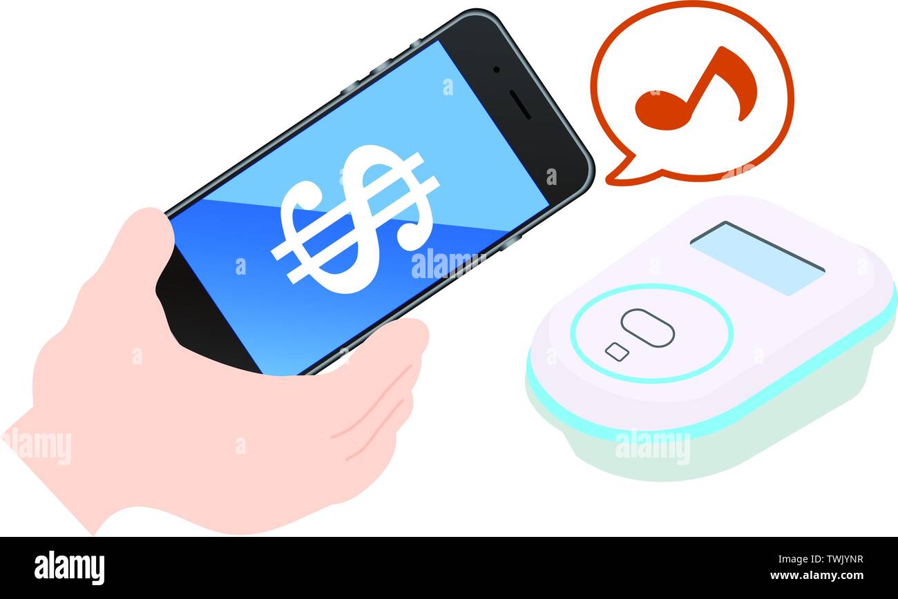 This is an illustration of the electronic money payment by Smartphone ...