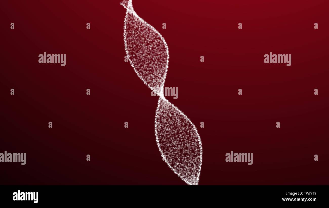 DNA, assembled from individual particle. Formation of DNA. 3d ...