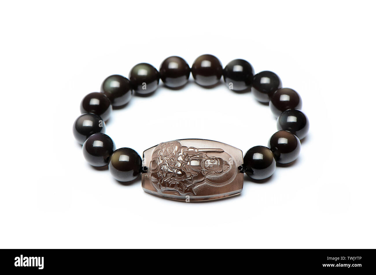 Eight patron saint obsidian bracelets Stock Photo - Alamy