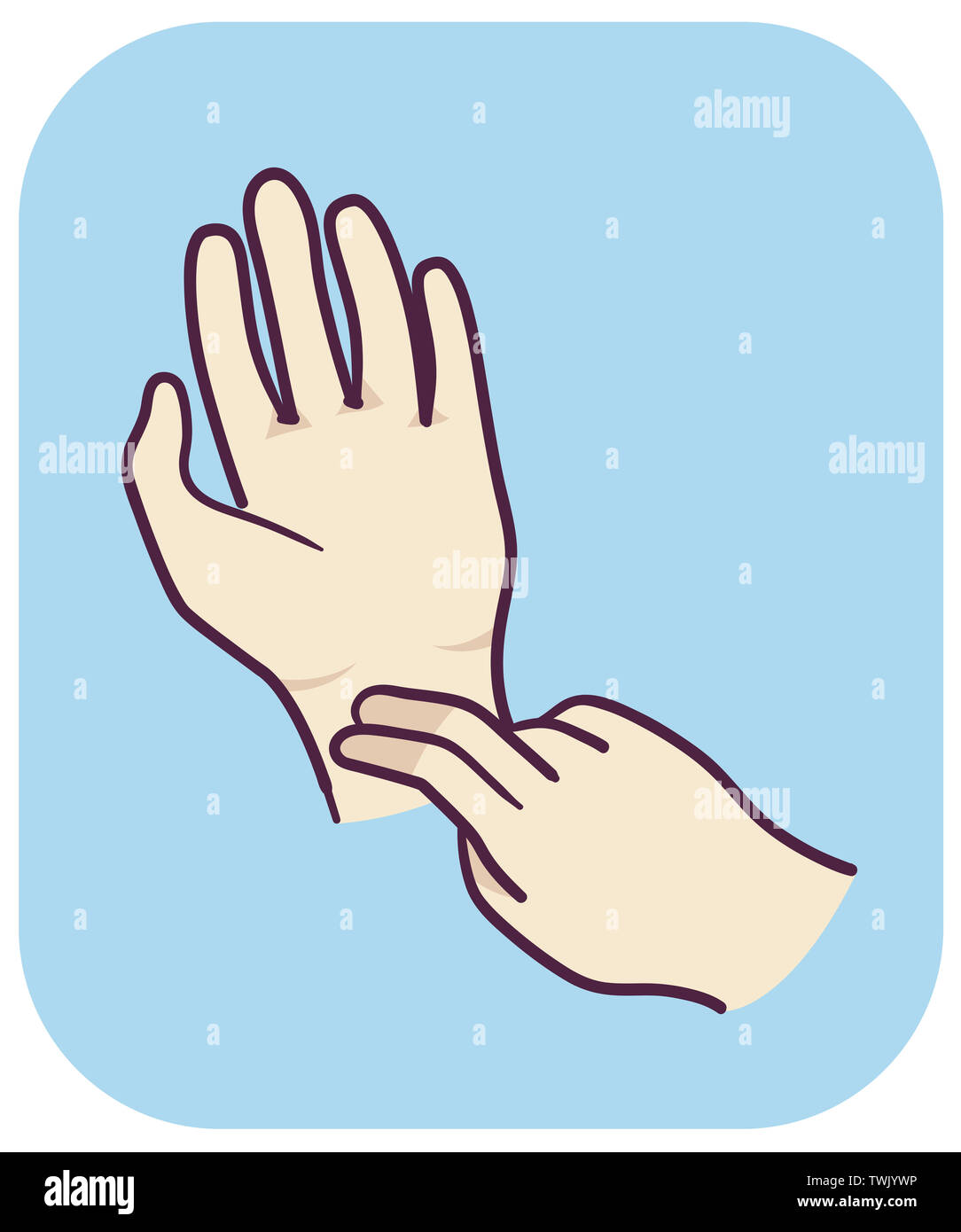 Illustration of a Two Fingers Checking the Pulse from the Other Hand ...