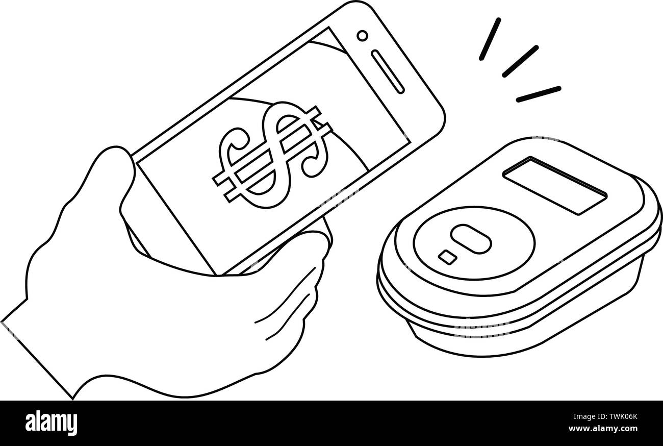 This is an illustration of the electronic money payment by Smartphone ...