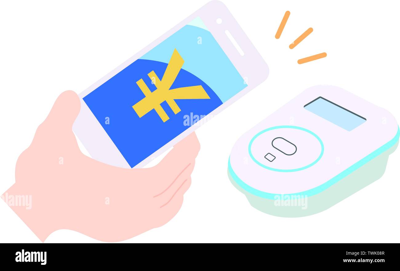 This is an illustration of the electronic money payment by Smartphone ...