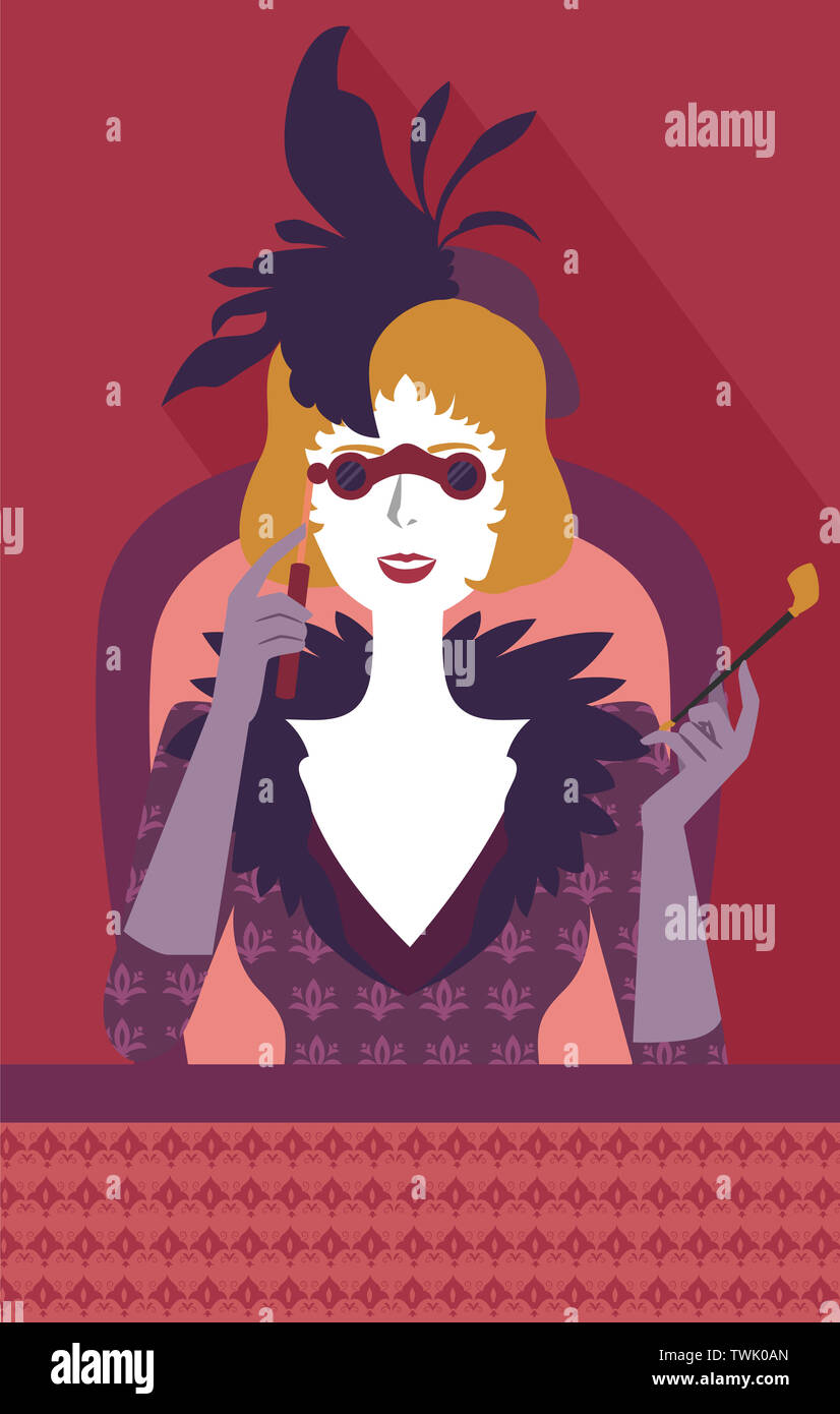 Illustration of a Girl Watching an Opera Using Theater Binoculars and ...