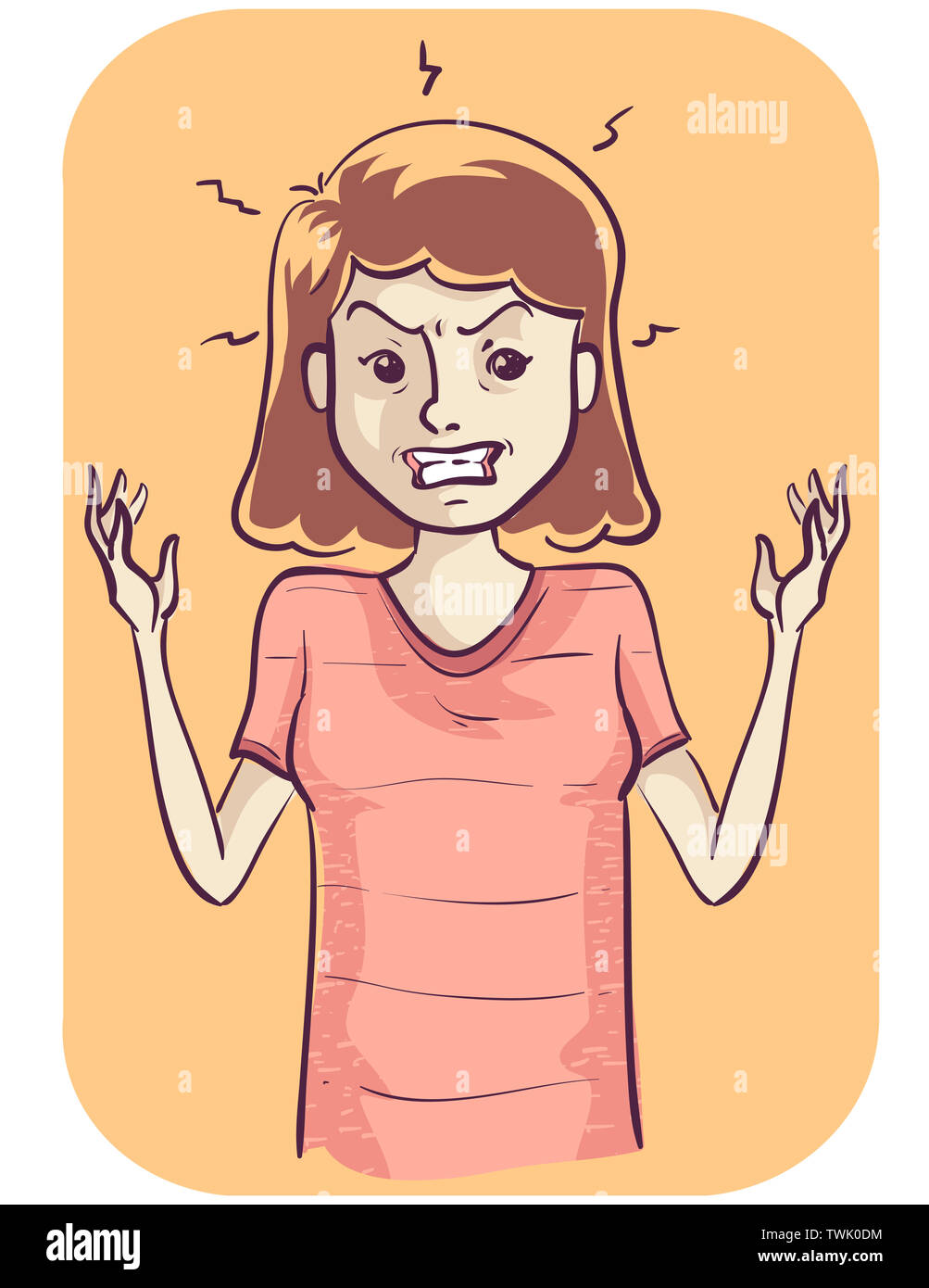 Illustration of an Irritated Girl with Hands Up in Anger Stock Photo ...
