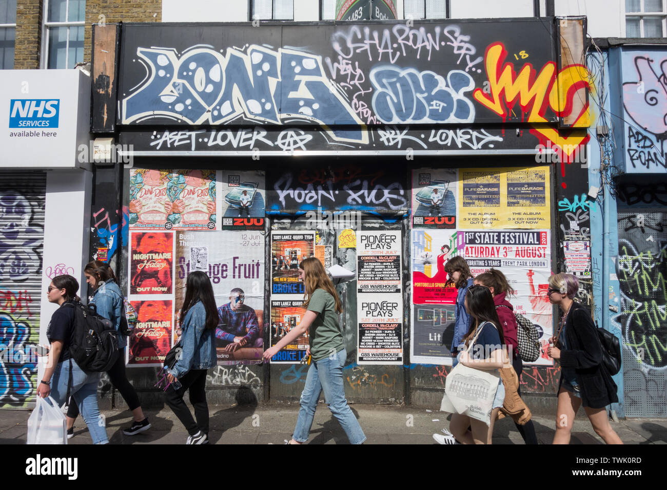 Shop front covered by graffiti hi-res stock photography and images - Alamy