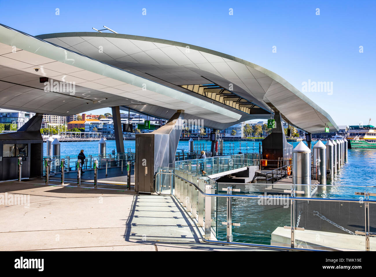 Sydney passenger ferry approaches Barangaroo ferry wharf,Sydney ...
