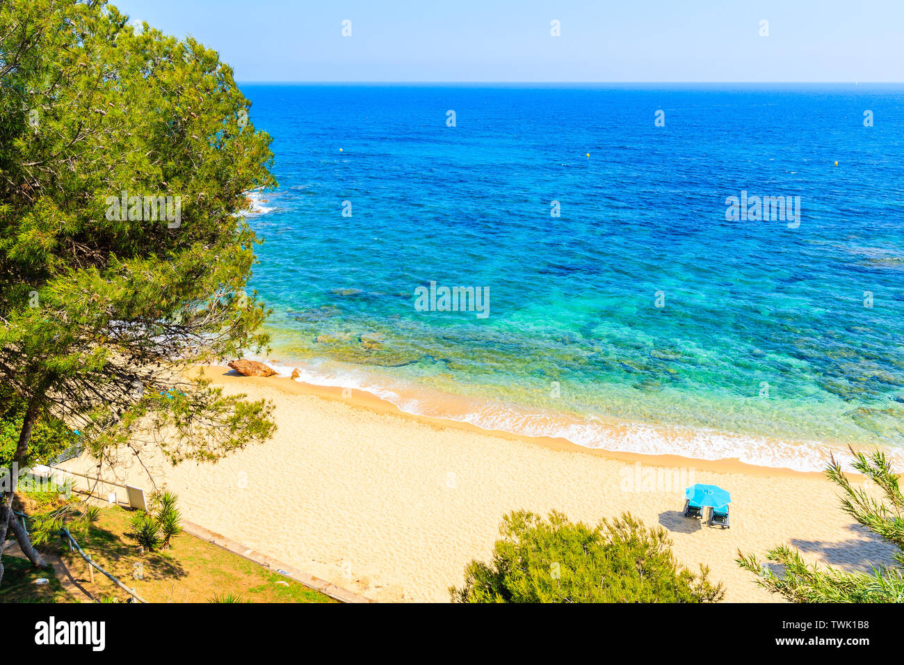 Amazing sandy beach at Cap Roig, Costa Brava, Spain Stock Photo - Alamy