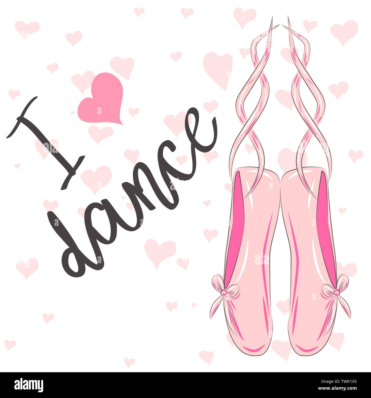 I love dance. Ballet Pink Pointe Shoes Design Stock Vector Image & Art ...