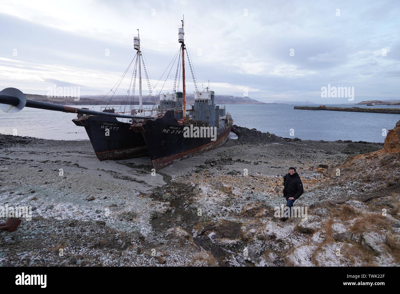 These two twin ship wrecks are lying at a shore in northwest of Iceland ...