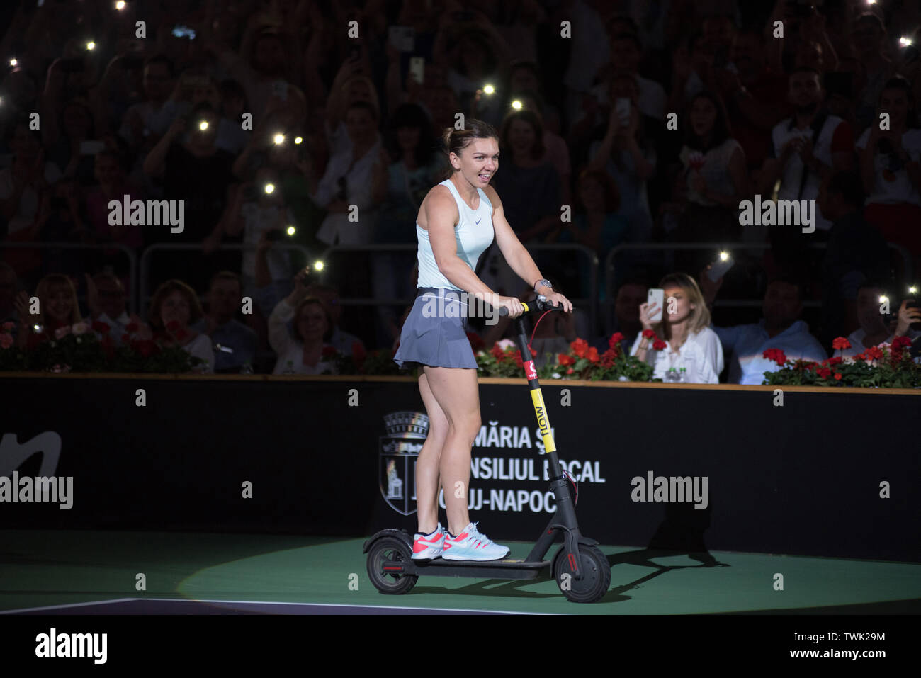 CLUJ, ROMANIA - JUNE 15, 2019: Tennis player legend Simona Halep ...