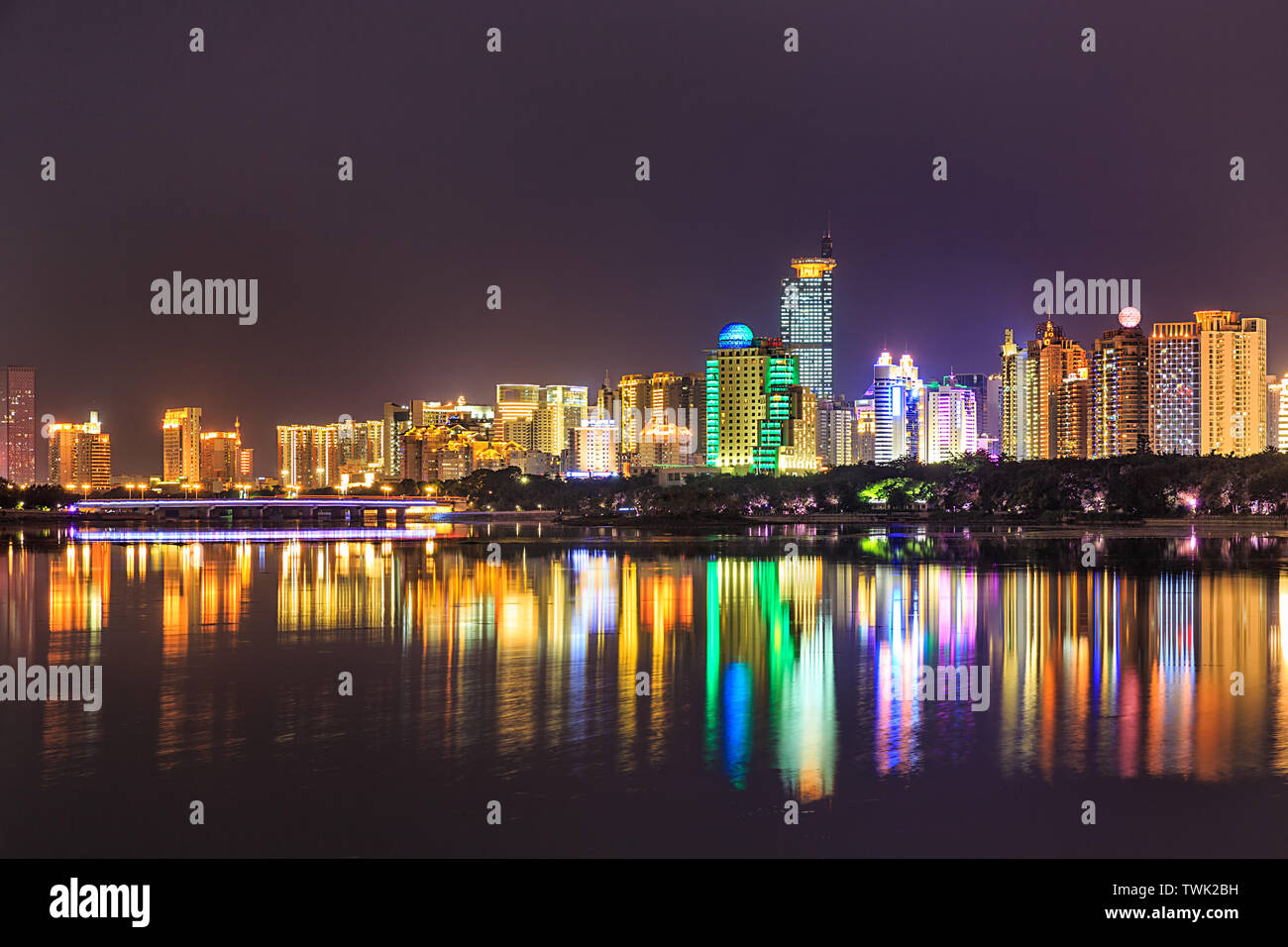 Night view of Nanning South Lake Stock Photo - Alamy