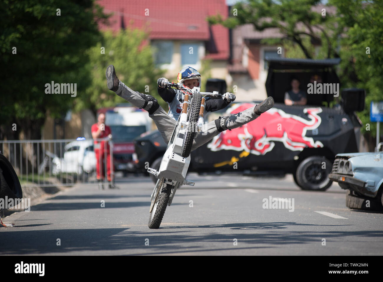 CLUJ, ROMANIA - JUNE 16, 2019: Legendary motorcyclist Chris Pfeiffer ...
