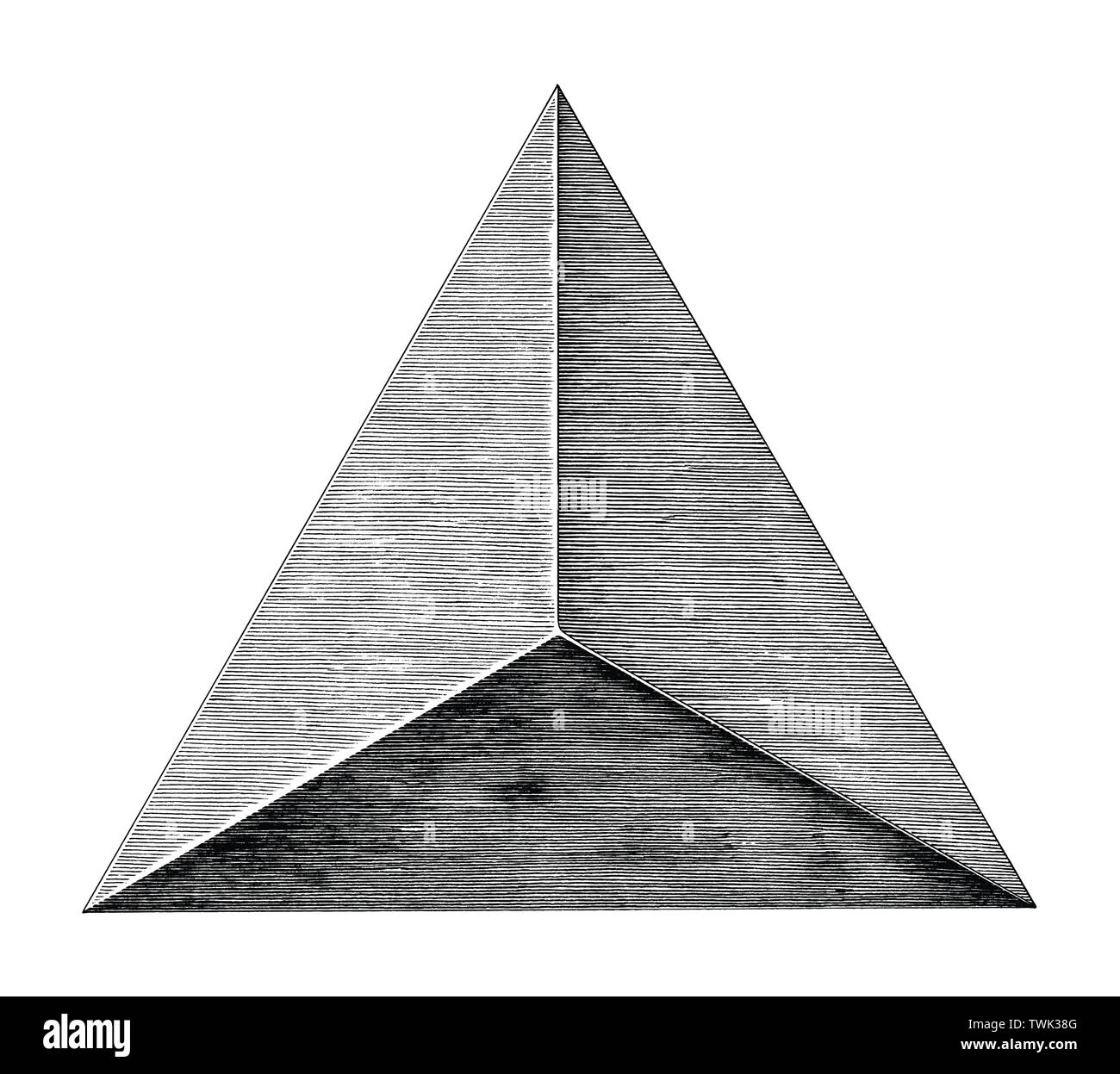 Vintage triangle hand draw black and white clip art isolated on white ...