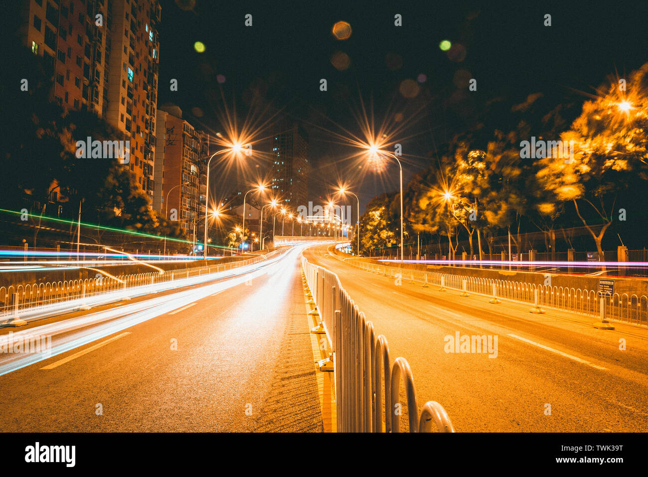 The flow of traffic at night Stock Photo - Alamy