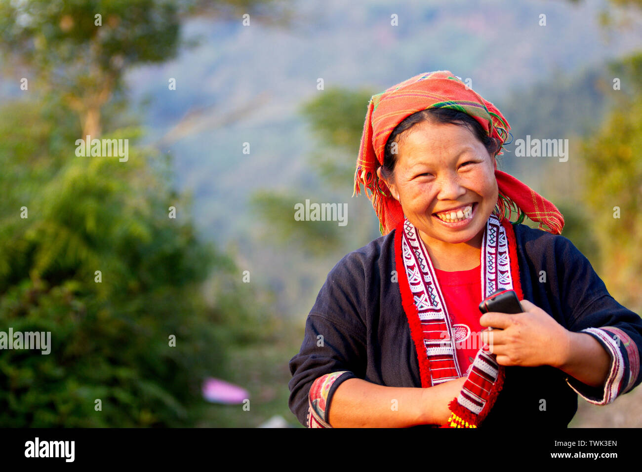 HA GIANG, VIETNAM - MAY 28, 2017: Ethnic woman happily posing with ...