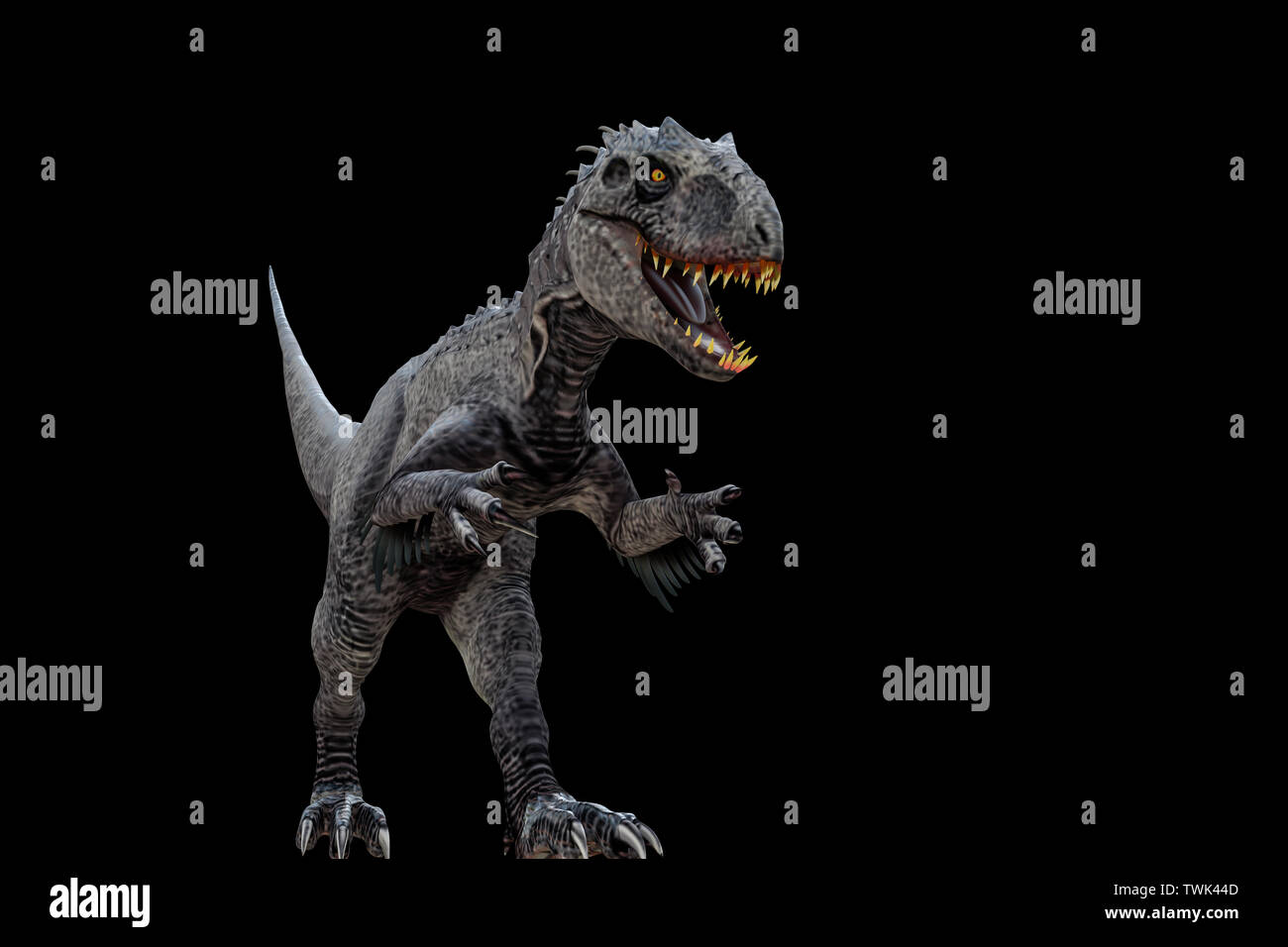 indominus rex isolated on black background 3d illustration Stock Photo ...