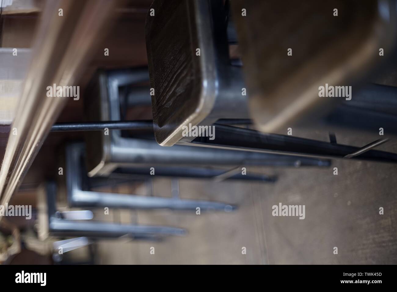 Shiny metal and black leather bar stools hi-res stock photography and ...