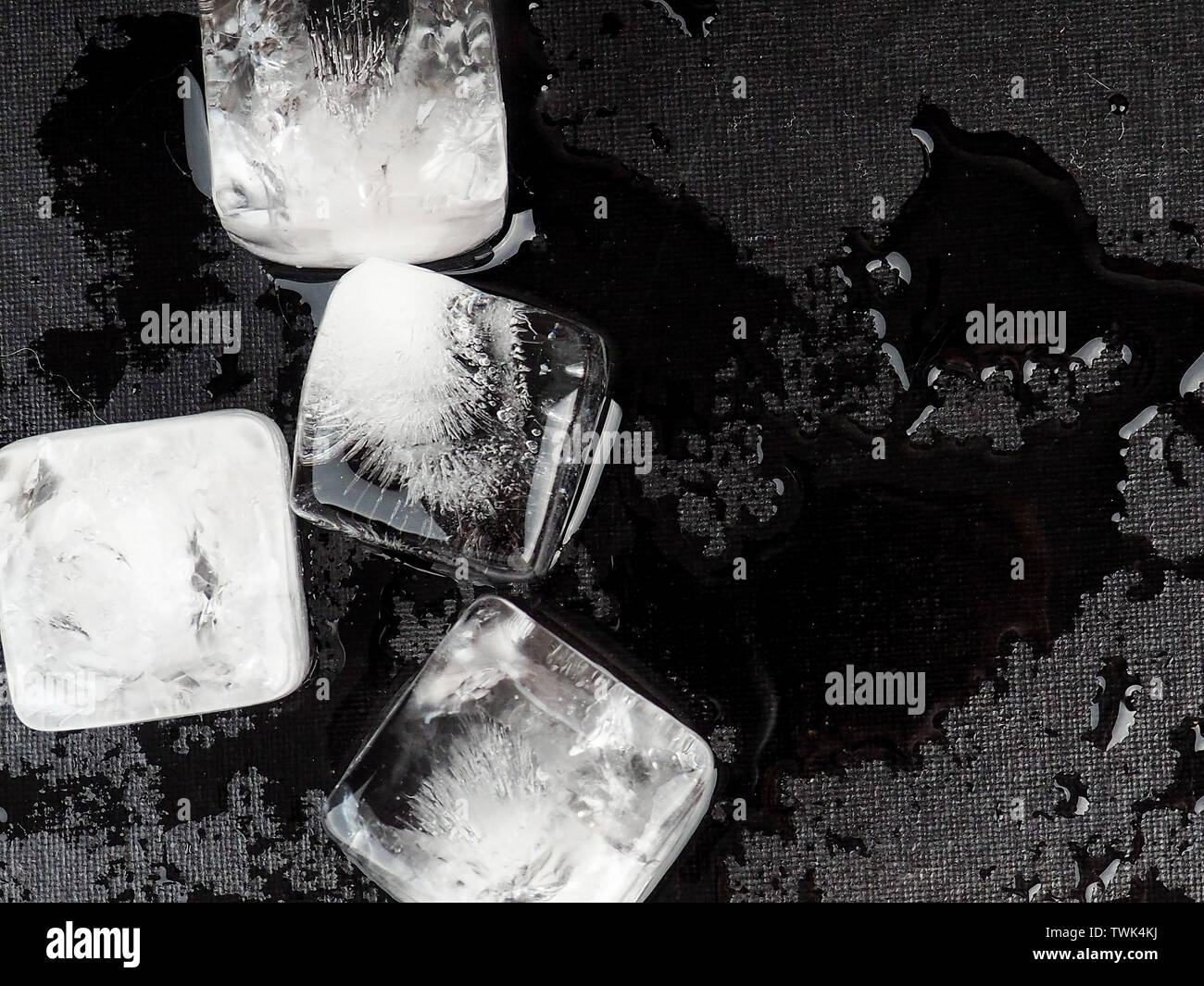 Pieces of crushed ice cubes on black background. Including clipping ...