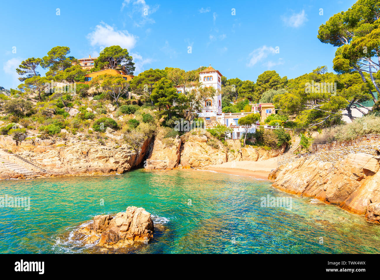 Beautiful beach in picturesque Fornells village, Costa Brava, Spain ...