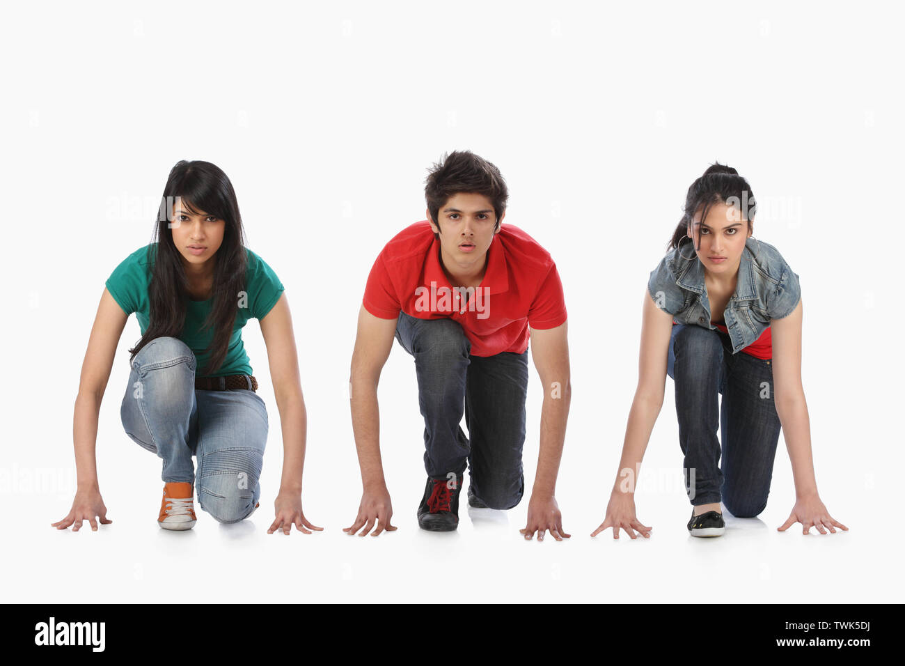 Runners in starting position Stock Photo - Alamy