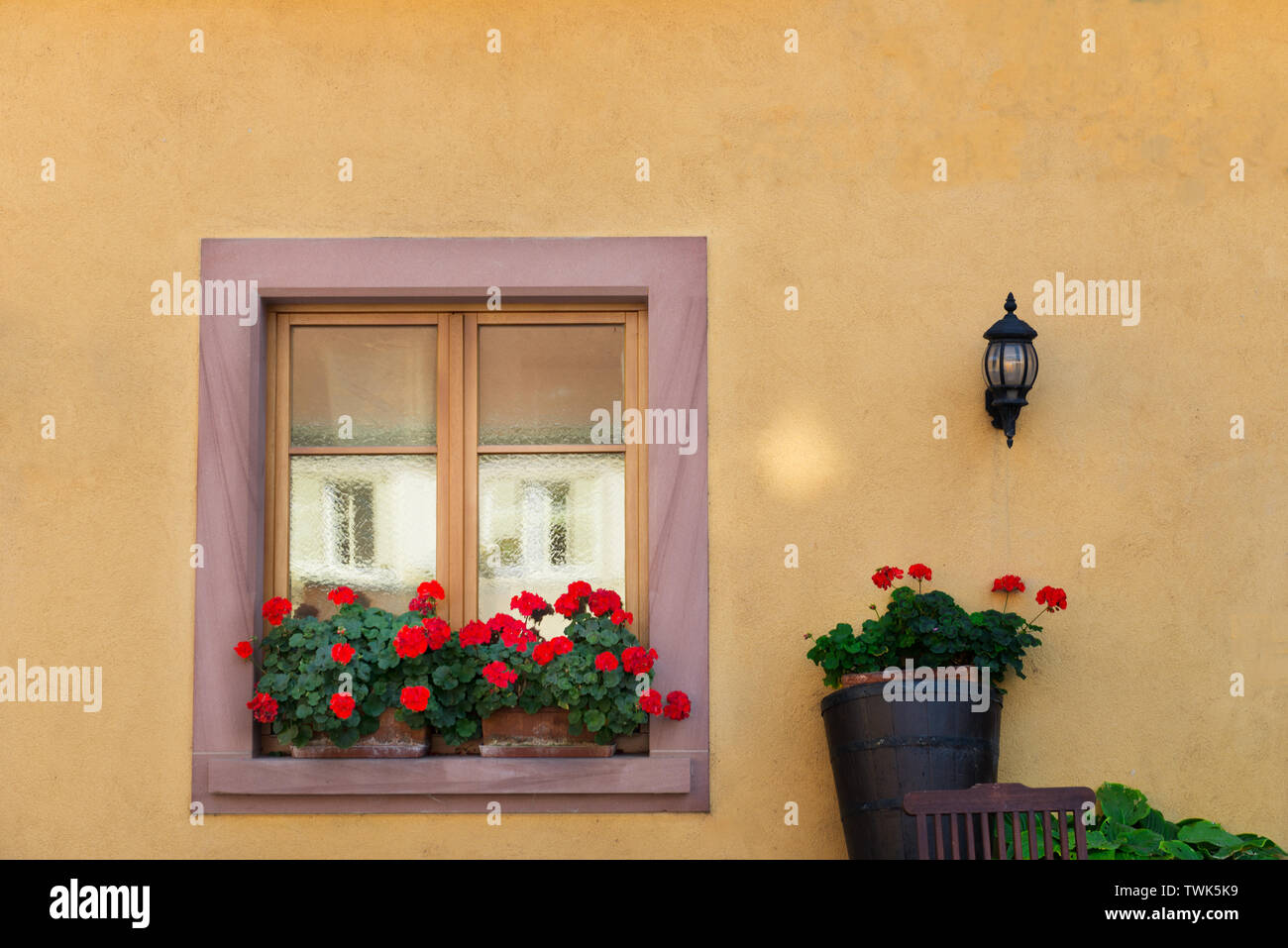 Beautiful window in traditional french house in Colmar, Alsace, France ...