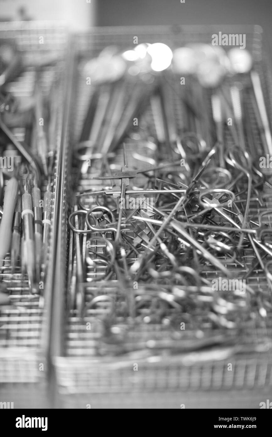 Stainless steel tray for sterilization of medical instruments, dental ...