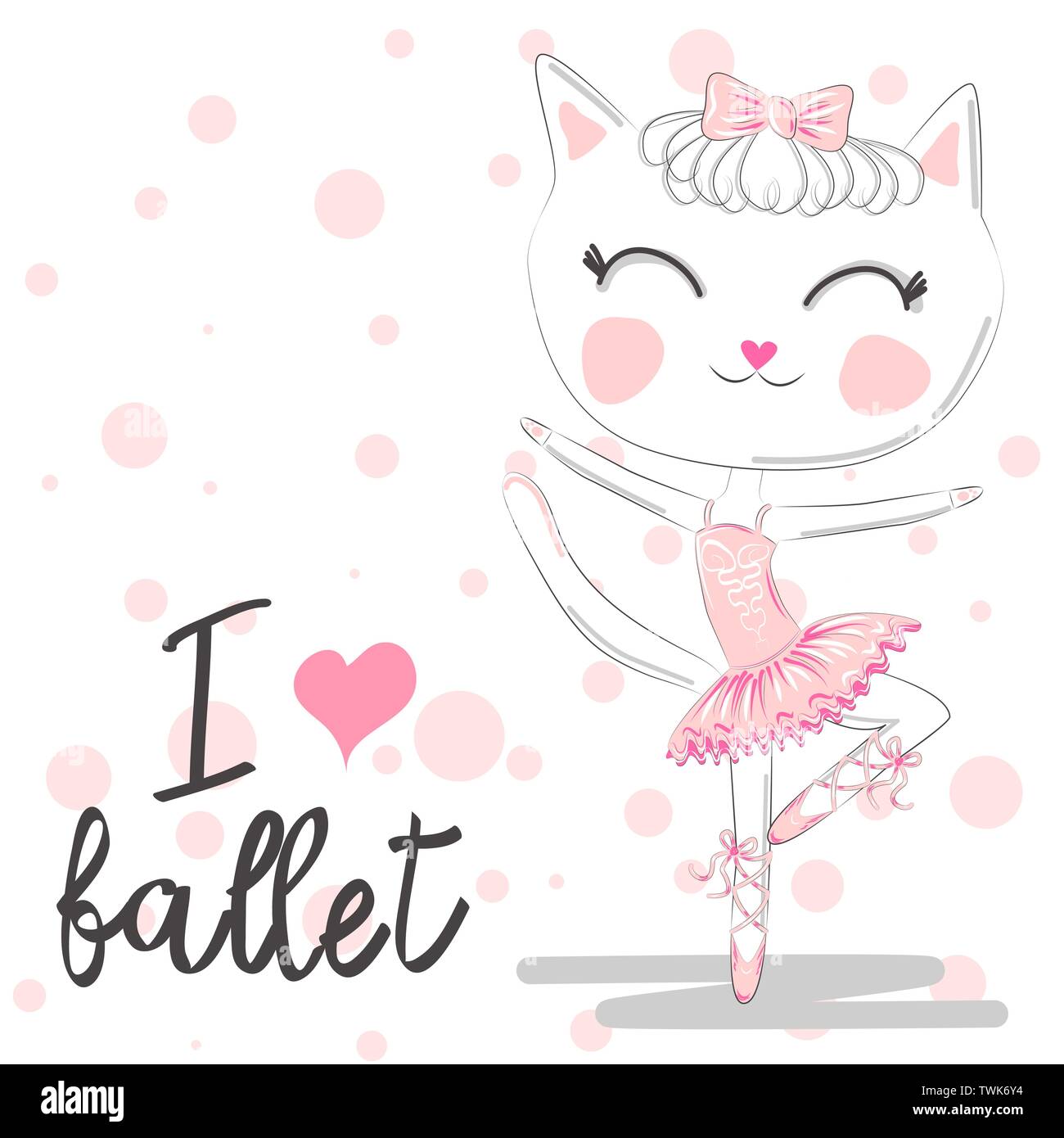 i love ballet. girlish illustration with calligraphic lettering ...