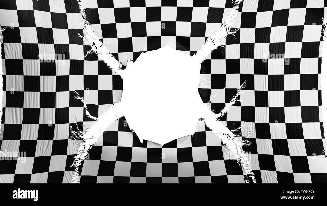 Checkered flag with a hole Stock Photo - Alamy