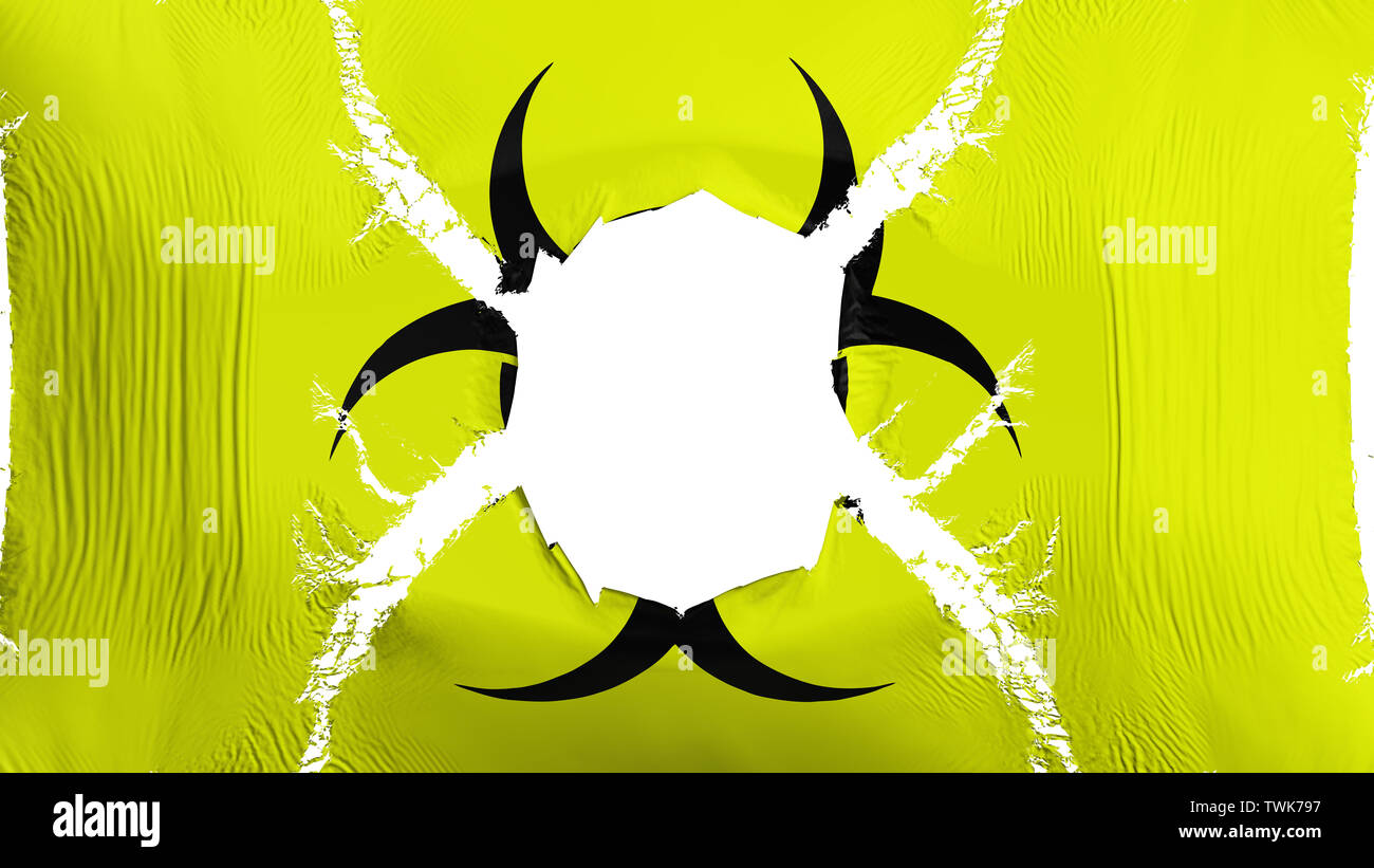 Warning Hazard Radiation flag with a hole Stock Photo - Alamy