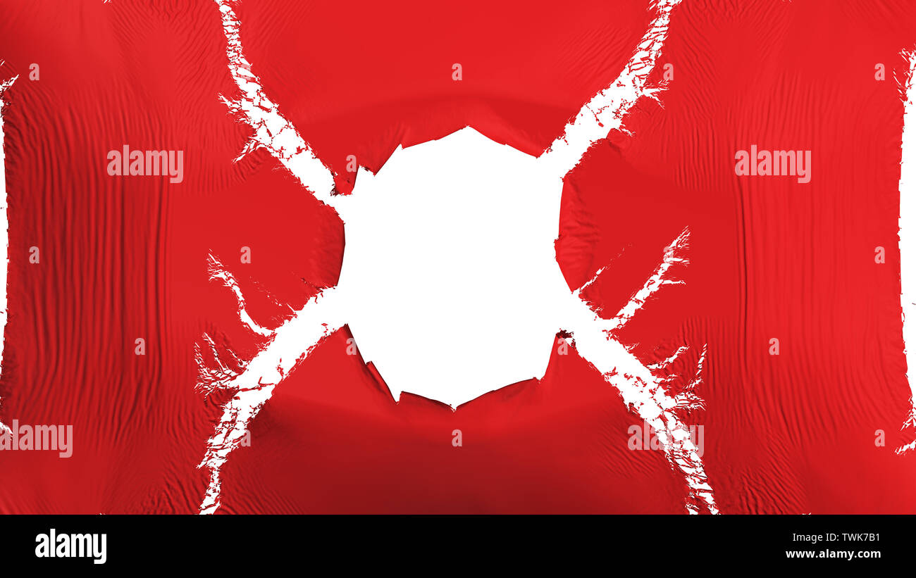 Red color flag with a hole Stock Photo - Alamy